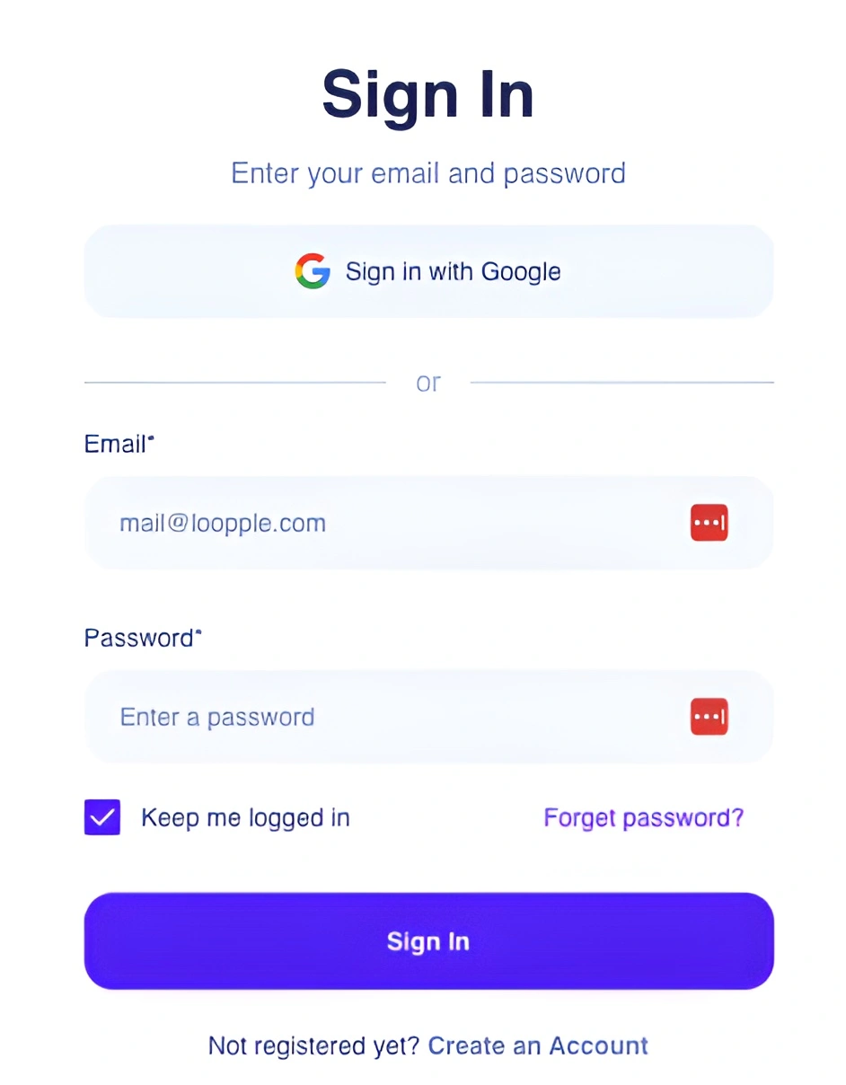 Instagram login screenshot example